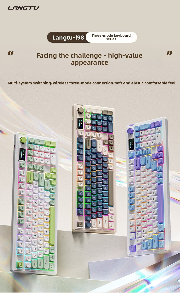 Wireless Gaming Keyboard Bluetooth Type-C Rechargeable Silent Wired ...
