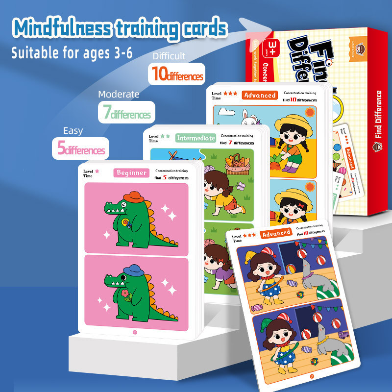 Focus on Finding Differences Training Cards for Babies Over 3 Years Old ...