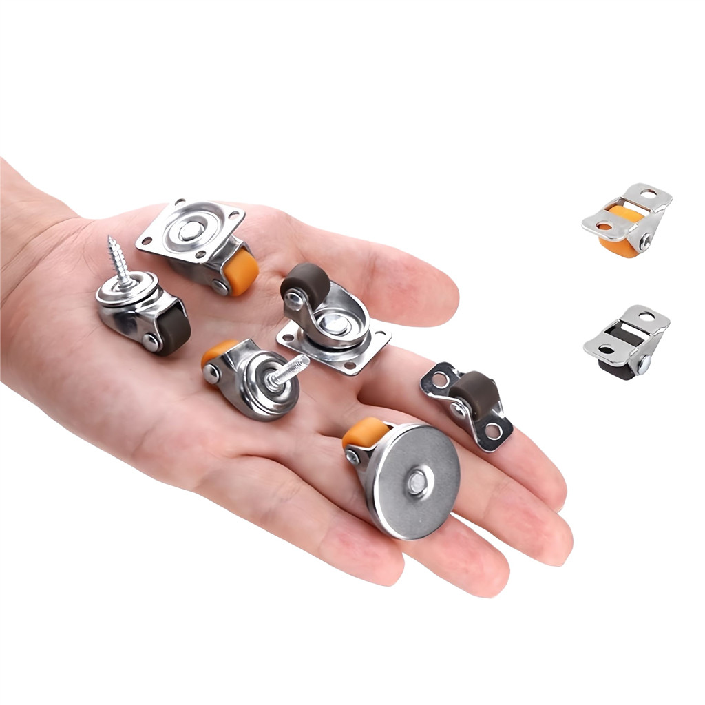 4 Pieces 0.5-inch mini swivel casters, adhesive type small wheels ...