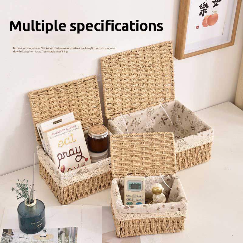 EmmAmy Woven Storage Basket Desktop Storage Box Living Room Bedroom ...