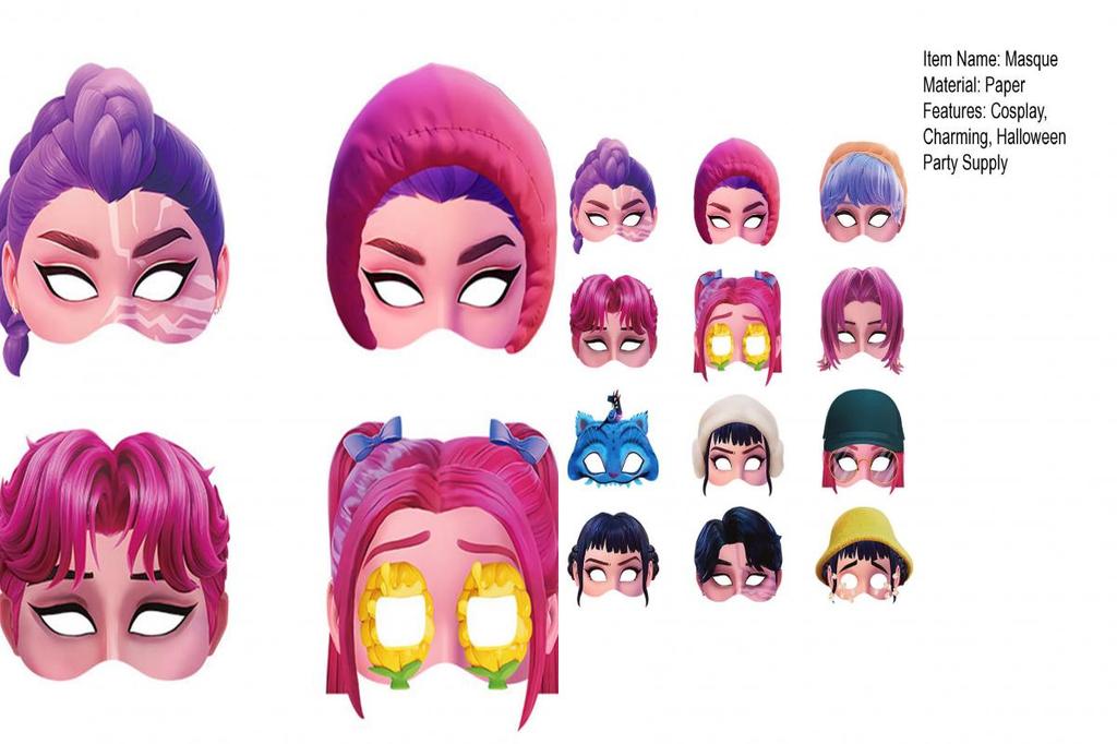 Girl Group Masque Adjustable Head Strap Face Covering 12 Pcs Half Face ...