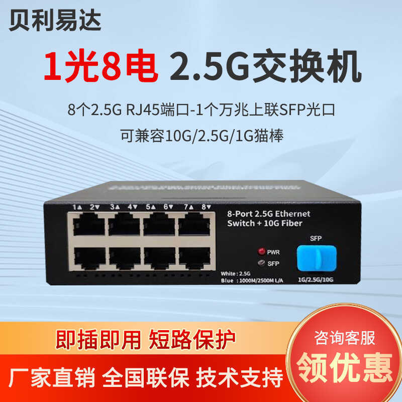 2.5G Industrial Switch SFP Light Port 1/2 Light 4/8 Electric Mega ...