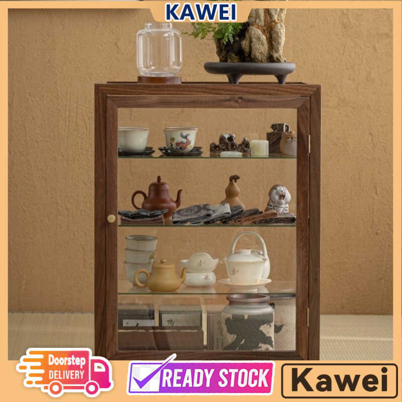 SG Walnut Glass Figurine Display Cabinet - Floor-standing/Tea Set ...
