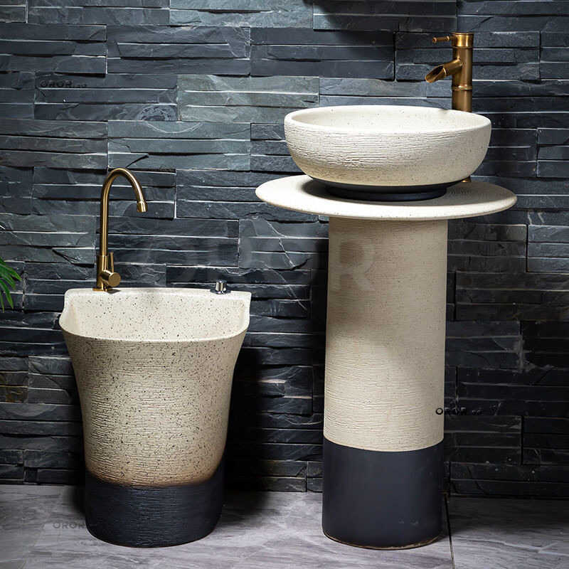 OROR Freestanding Ceramic Wash Basin Outdoor Handwashing Basin Villa ...