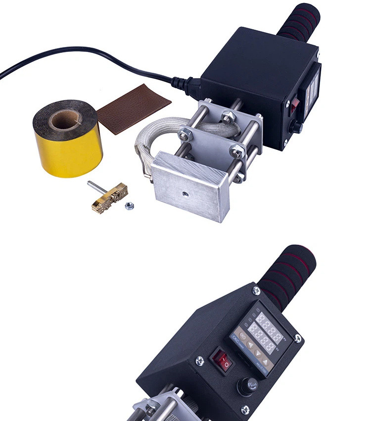 Single handle handheld hot stamping machine,copper mold,leather, curved ...