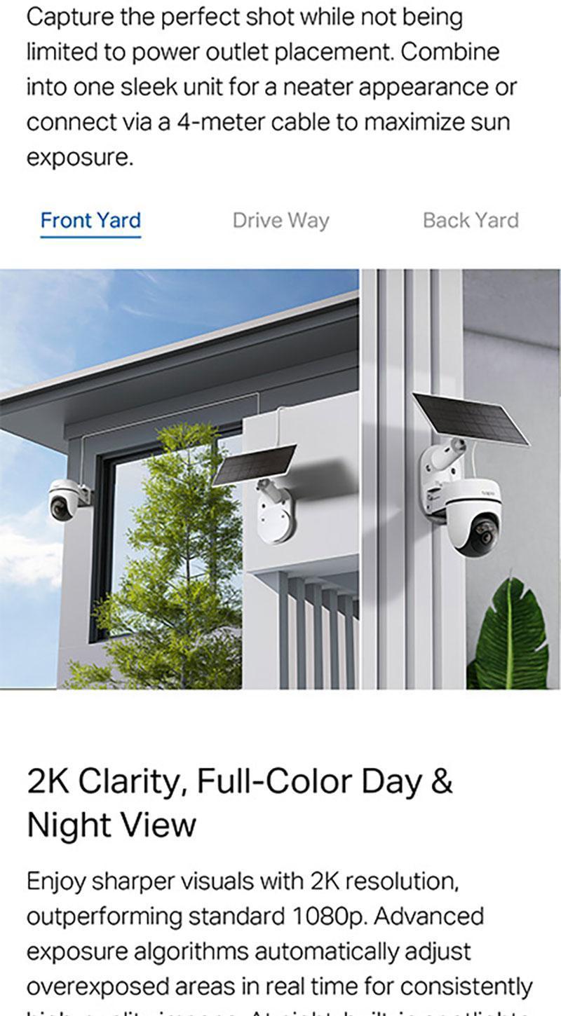 Tapo C610 KIT Solar-Powered Pan/Tilt Security Camera Kit 360 AI Tracking Superior 2K 3MP IP65 ...