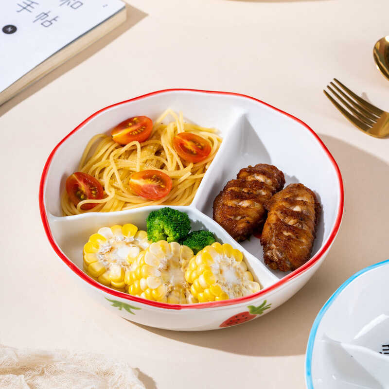 Deepened Ceramic Compartment Plate Microwave Oven Suitable for Three ...