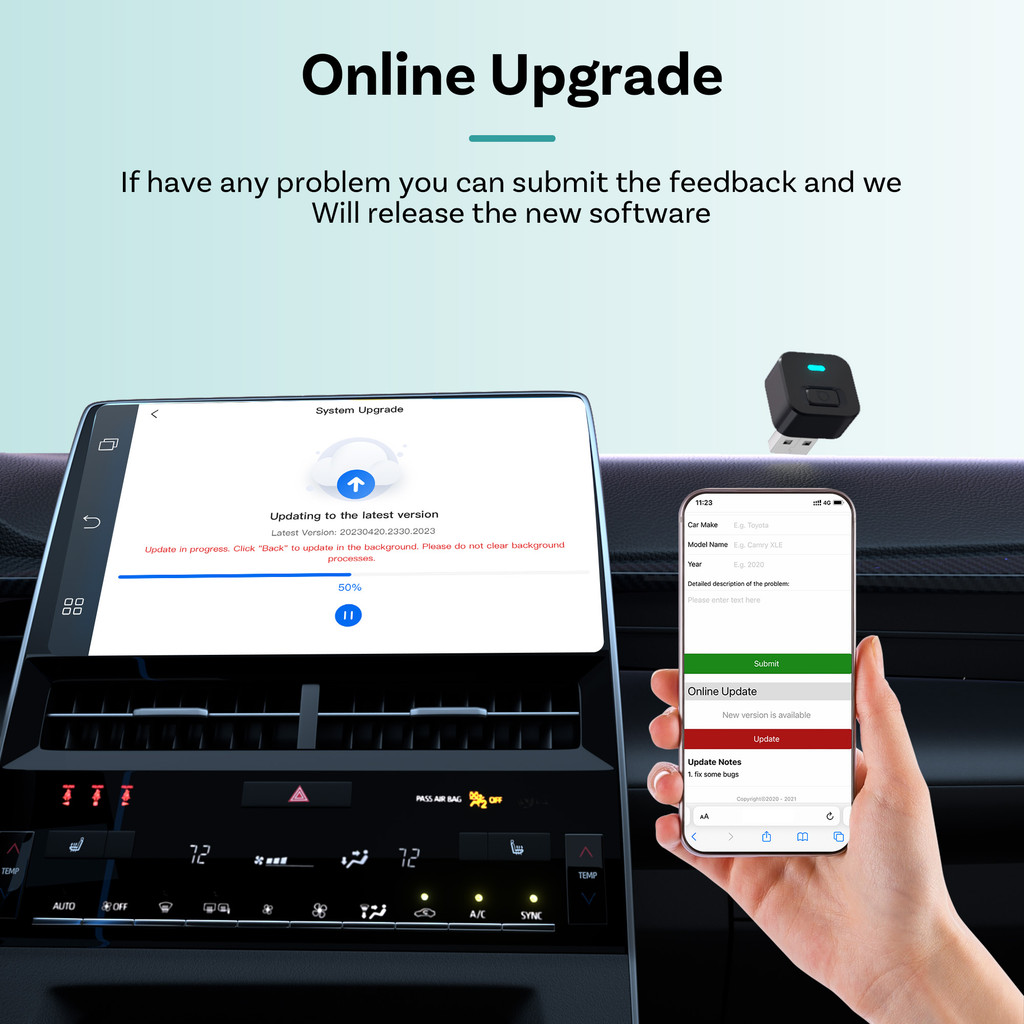 OTTOCAST Mini Dot Cube 2 in 1 Wired To Wireless CarPlay Android Auto ...