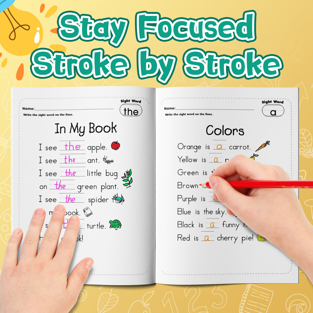 Words & Sentences Practice Workbook Set for Kids Ages 4–8: Sight Words ...