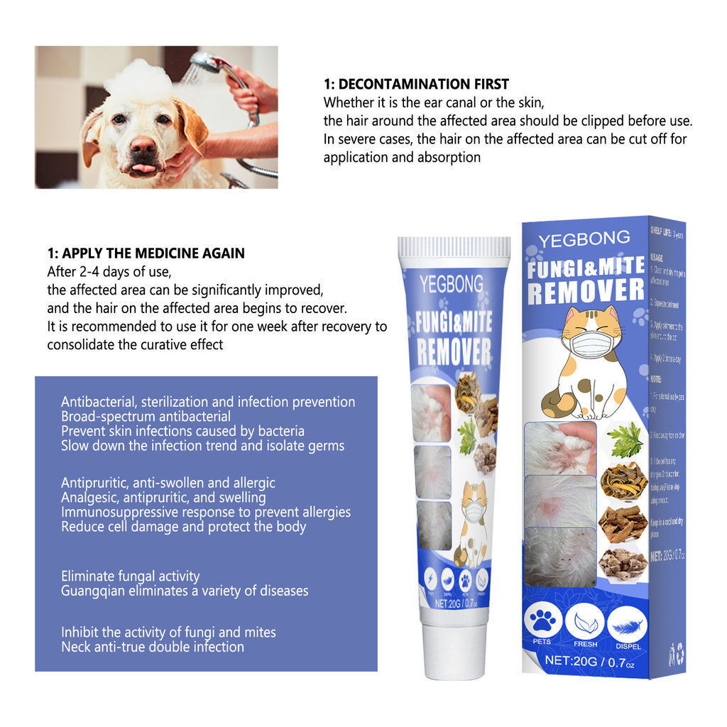 DUDU Dog Cat Skin Ointment 20g Anti Mite Fungal Formula Soothes Skin ...