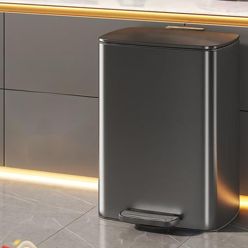 Dustbin Kitchen Dustbin With Lid Stainless Stee Rubbish Bin Foot ...