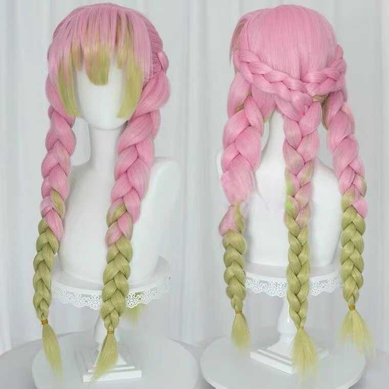 Demon Slayer cos Wig Ganlu Temple Mili Gradient Twist Braid Anime ...
