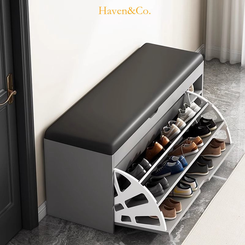 Entrance Home Shoe Changing Bench With Seat, Shoe Rack, Entryway Flip ...