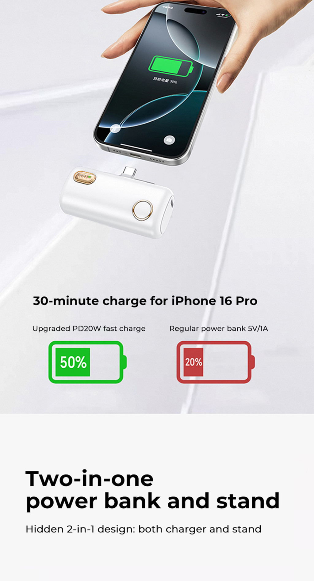 [CCC Certified] Anvers Mini Power Bank 5000mAh with Stand 22.5W PD Fast ...