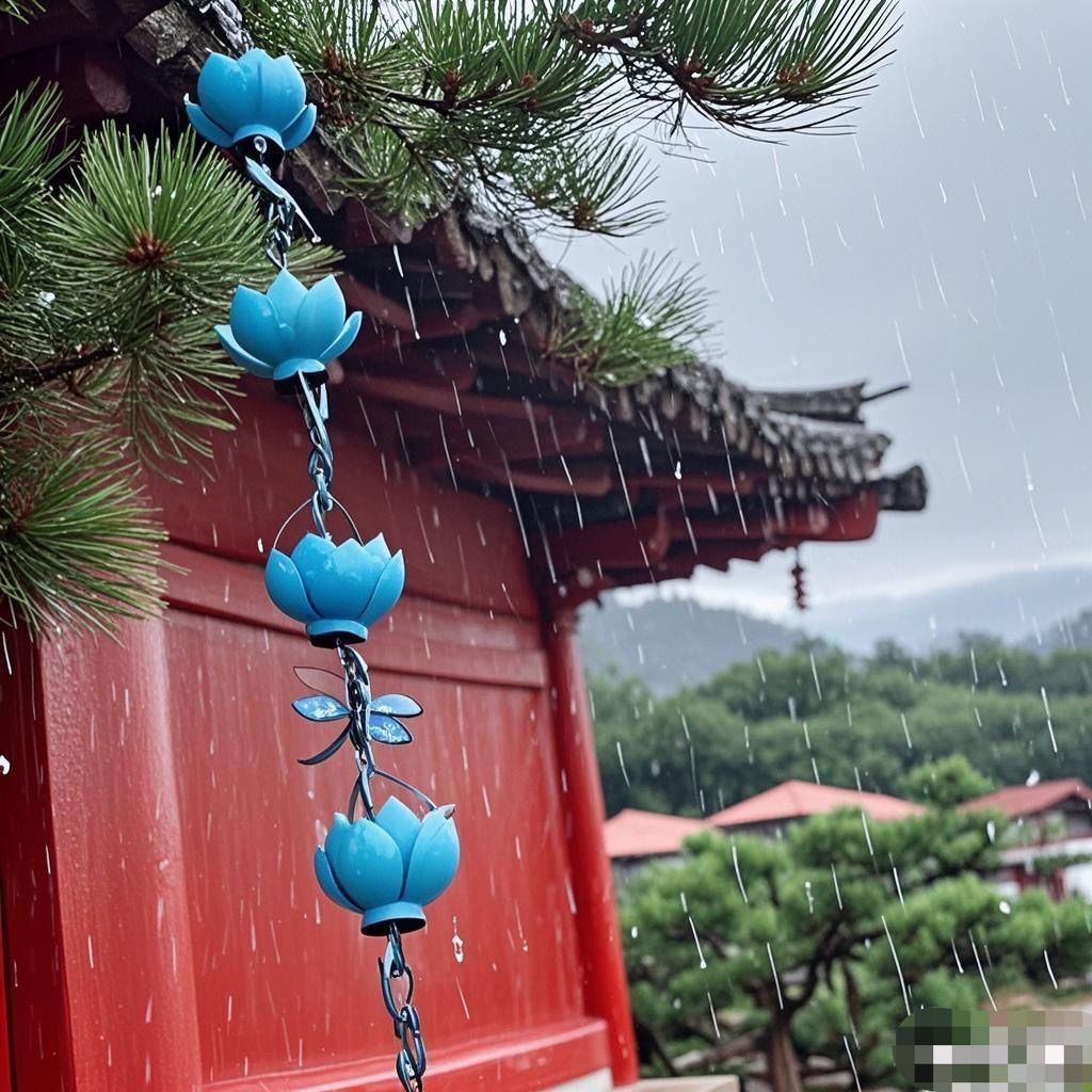 Villa Courtyard Decoration Lotus Bell Roof Rain Guide Chain Drip Sky ...