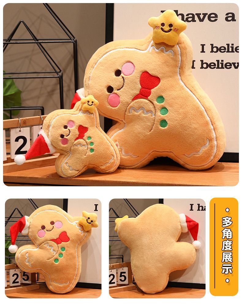 Cute Gingerbread Man Pillow Cartoon Christmas Plush Doll Atmosphere ...