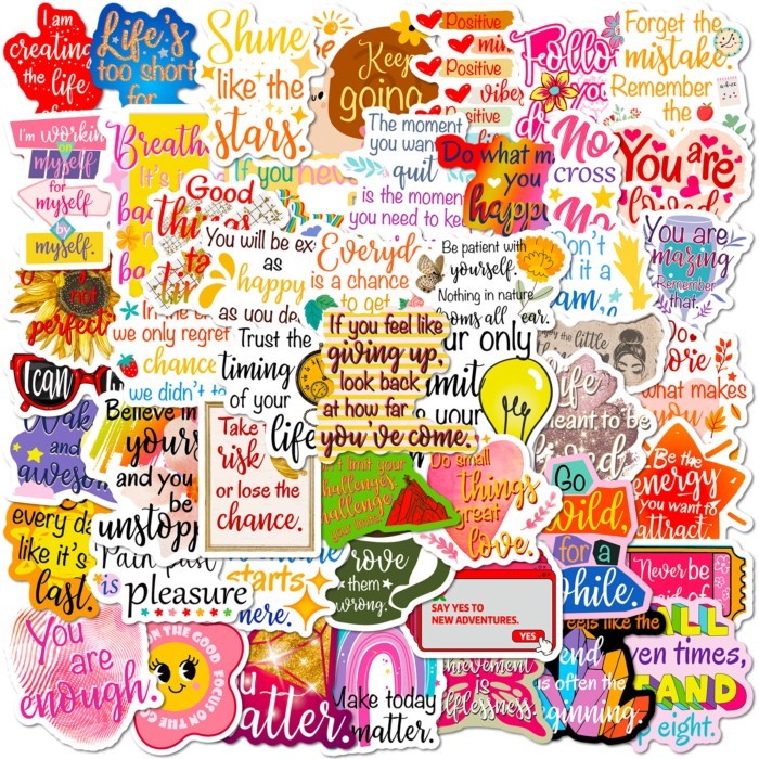 50 New Products Bulbs English Text Stickers English Slogan Phrases ins ...