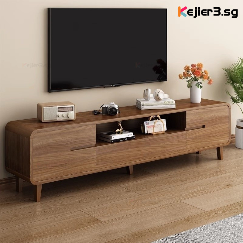HDB Household TV Cabinet Combination Solid Wood TV Console Drawer ...