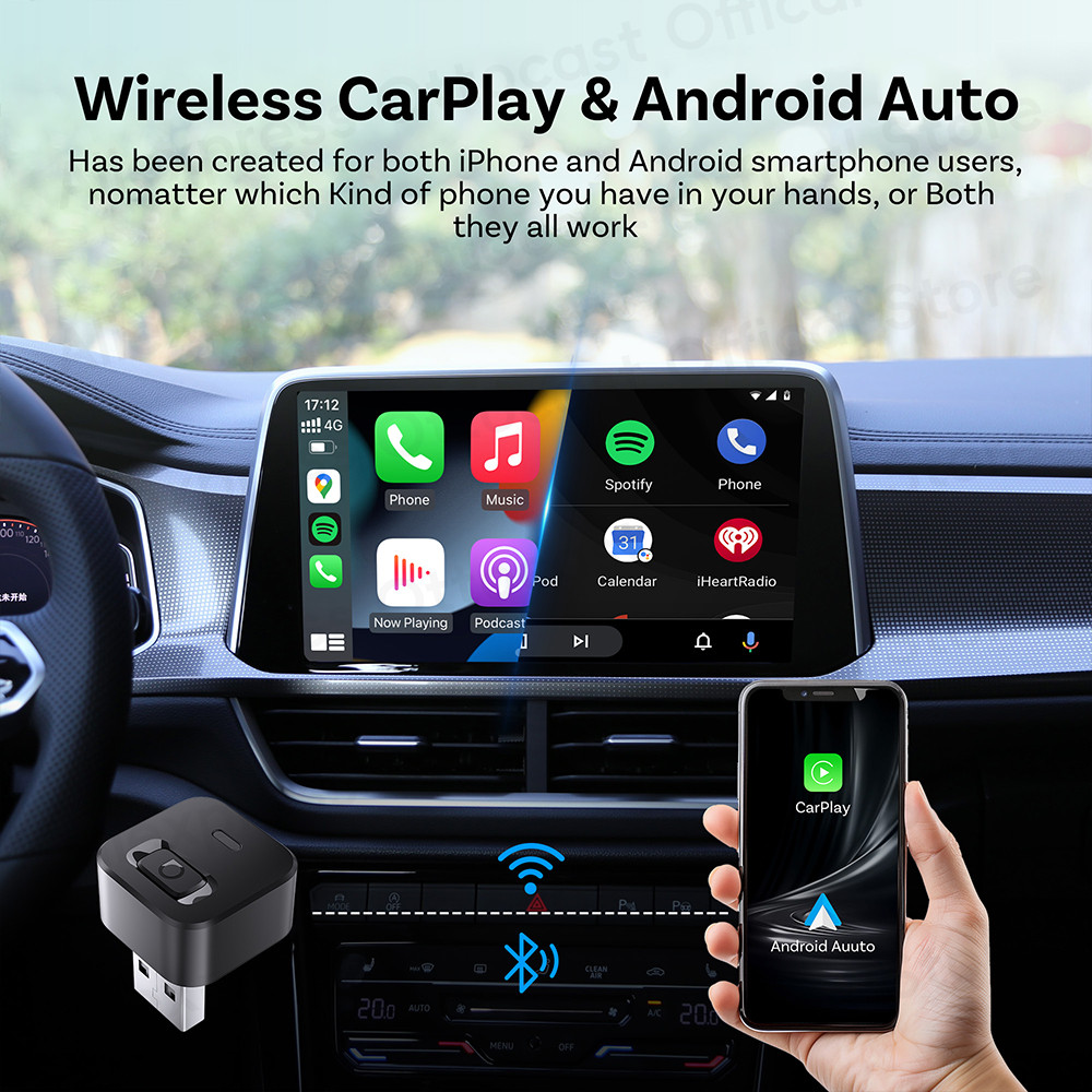 OTTOCAST Mini Dot Cube 2 in 1 Wired To Wireless CarPlay Android Auto ...