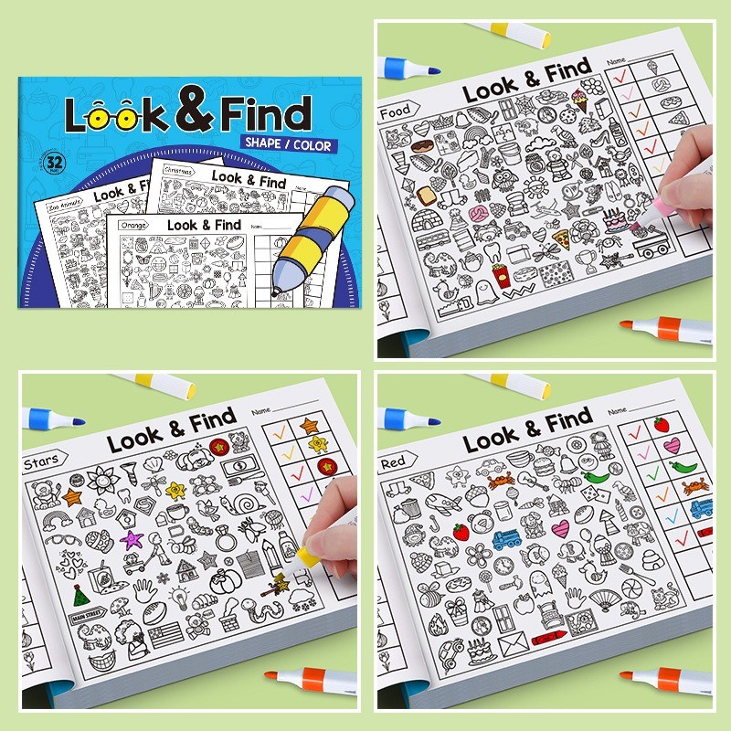 32 Page Look & Find Drawing Book for Kids Homeschool Concentration ...