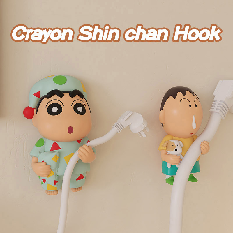 Cartoon Crayon Shin-chan Hook Lovely Data Cable Organizer Clips Wall ...