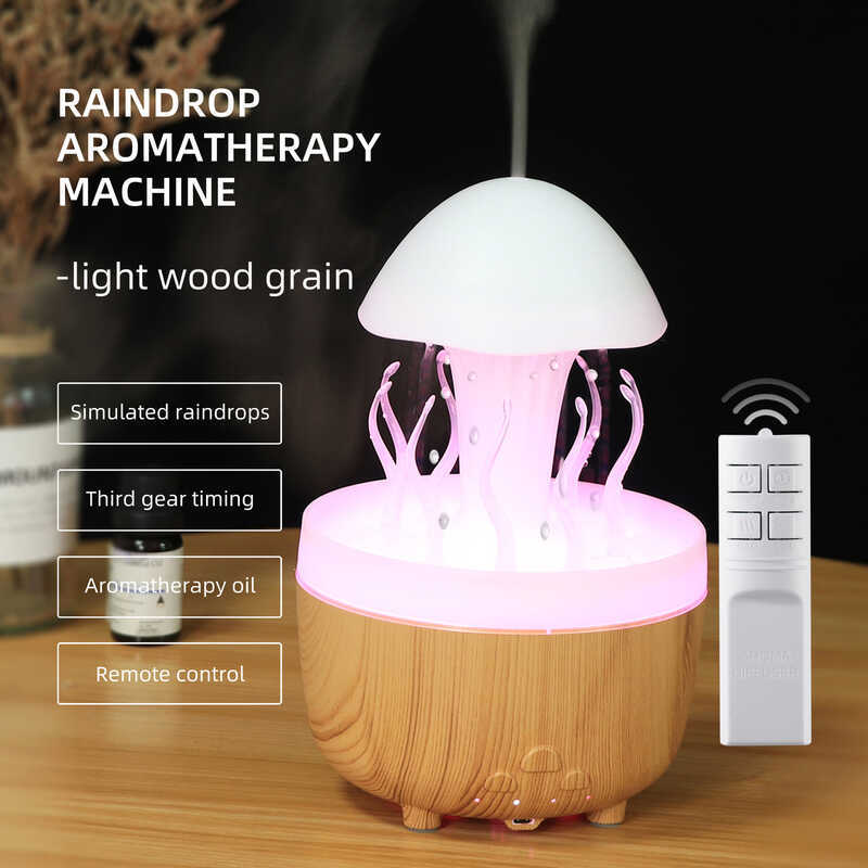 Remote Control Jellyfish Rain Rotating Colorful Lights Ultrasonic ...