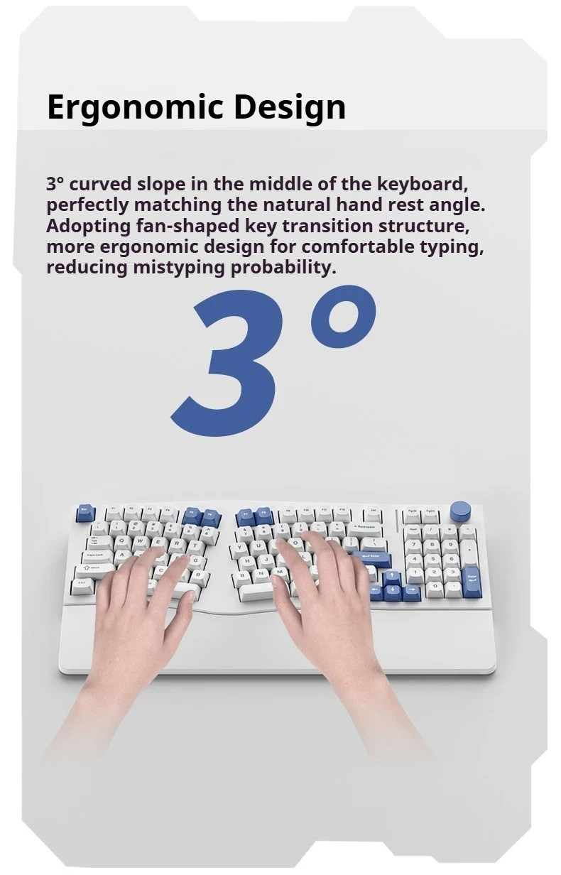VTER FEKER Alice98pro Ergonomic Keyboard 3 ° Slope Full Key Hot ...