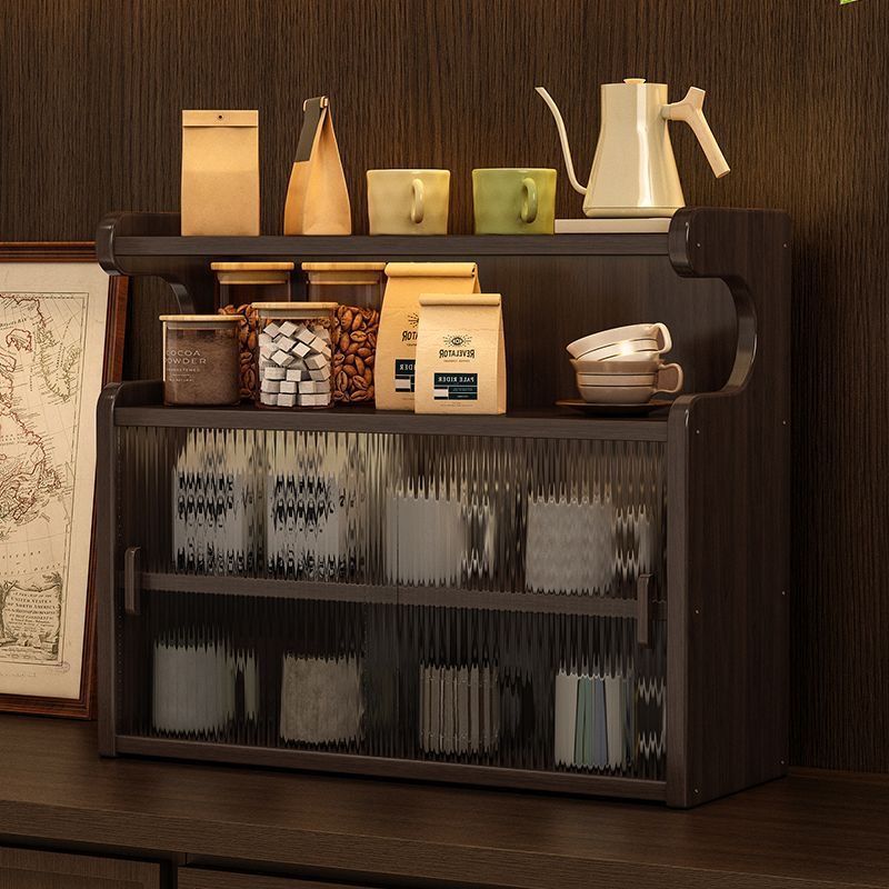 Bamboo Tabletop Rack Cup Storage Tea Set Dustproof Dining Table Multi ...