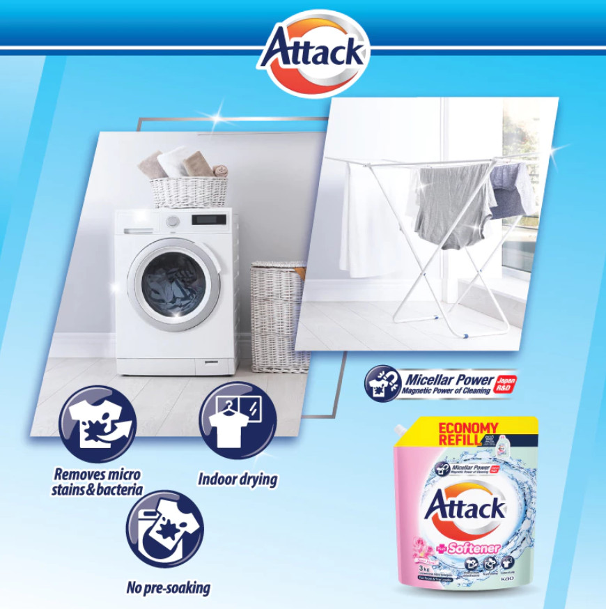 ATTACK LIQUID Detergent PLUS SOFTENER (3kg) Refill Pouch 3.0 KG ...