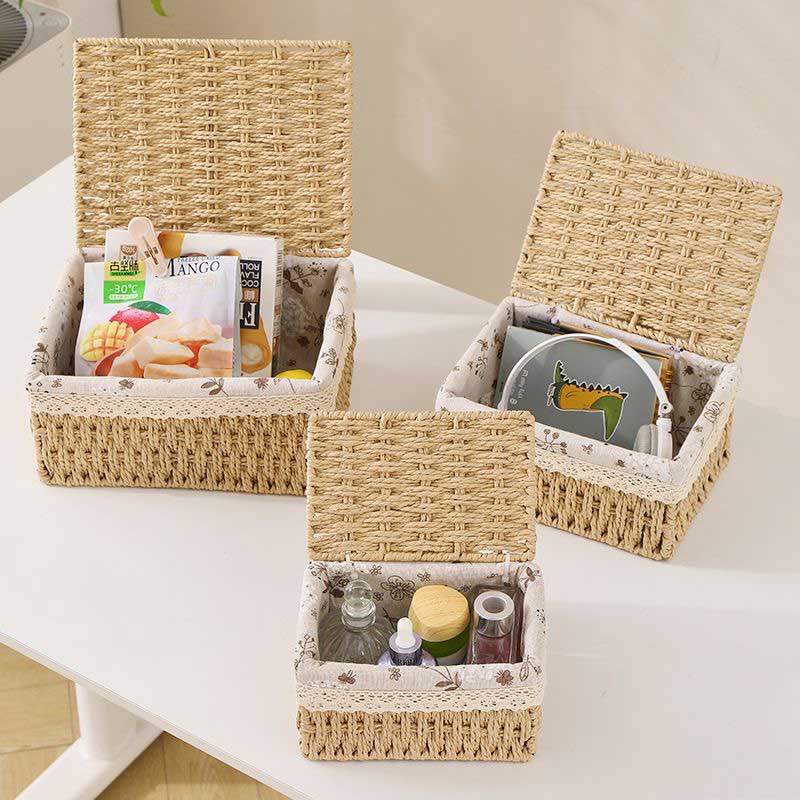 EmmAmy Woven Storage Basket Desktop Storage Box Living Room Bedroom ...