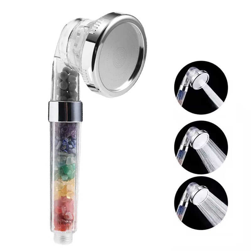 Crystal Colorful Gravel Shower Head Three-speed Pressurized Handheld ...