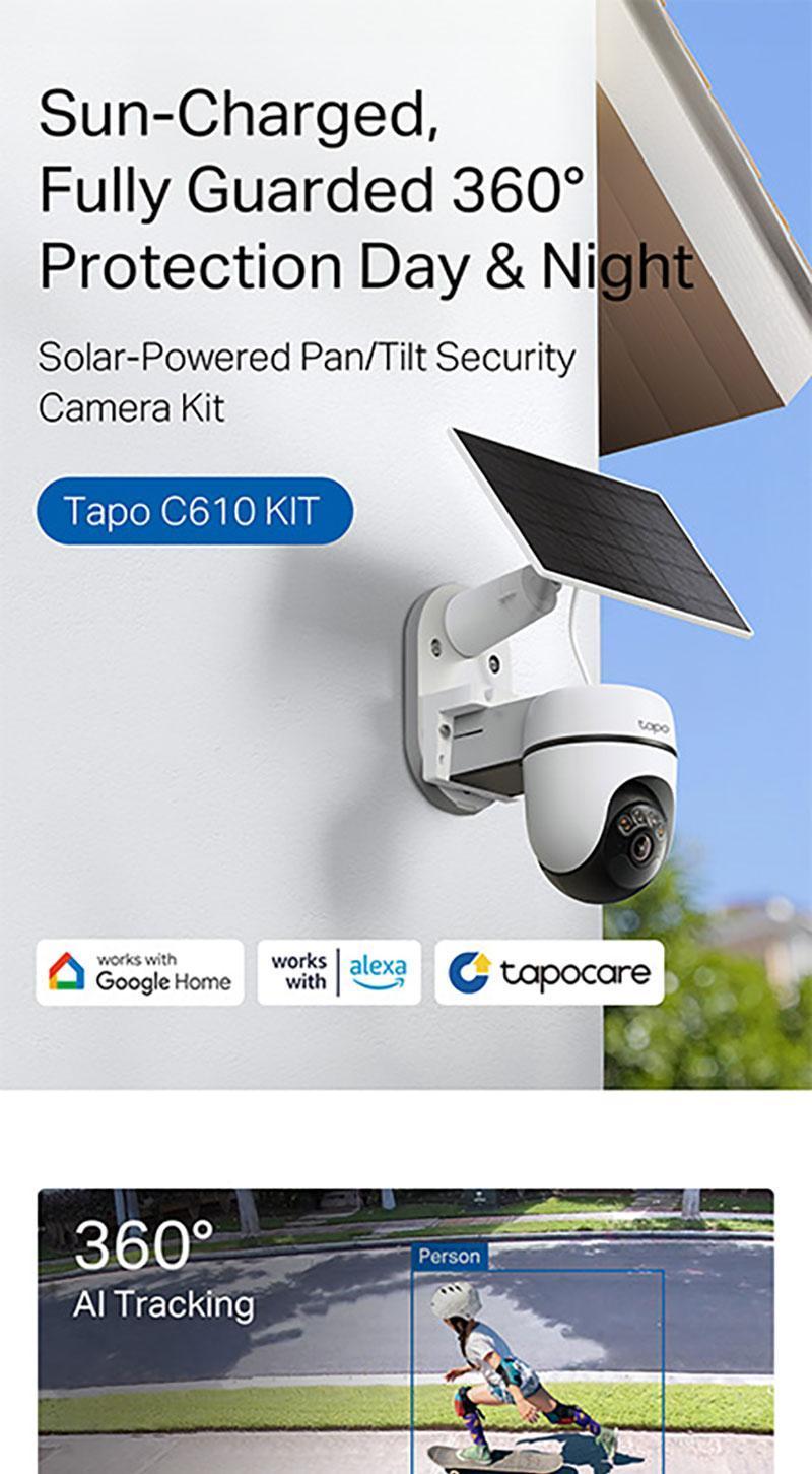 Tapo C610 KIT Solar-Powered Pan/Tilt Security Camera Kit 360 AI ...