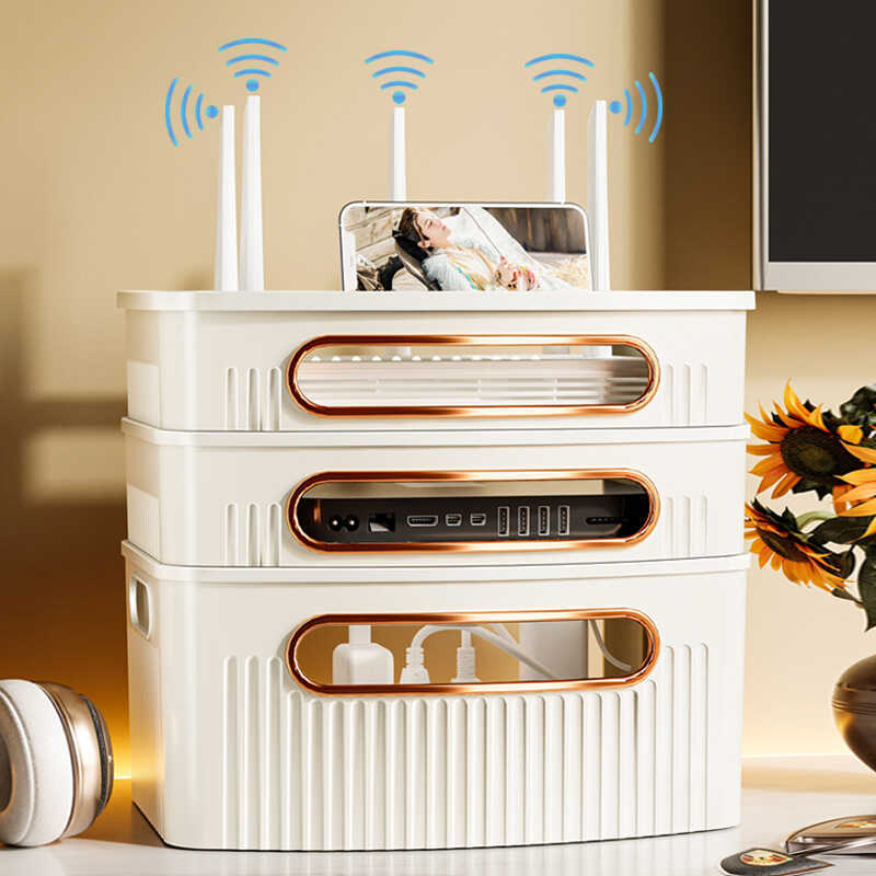 WiFi Router Rack Set-Top Box Wire Storage Box Rack Plug-In Storage Box ...