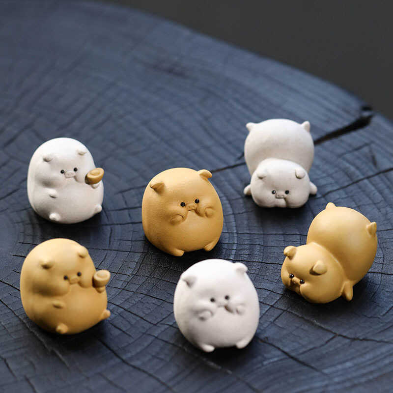 Yixing Zisha Tea Pet Pig Small Ornaments Handmade Zodiac Ingot Pig Tea ...