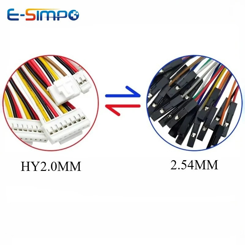 10Pcs HY2.0 to Dupont line electronic wire-2P/3P/4P/5P/6 Pin To 2.54mm ...