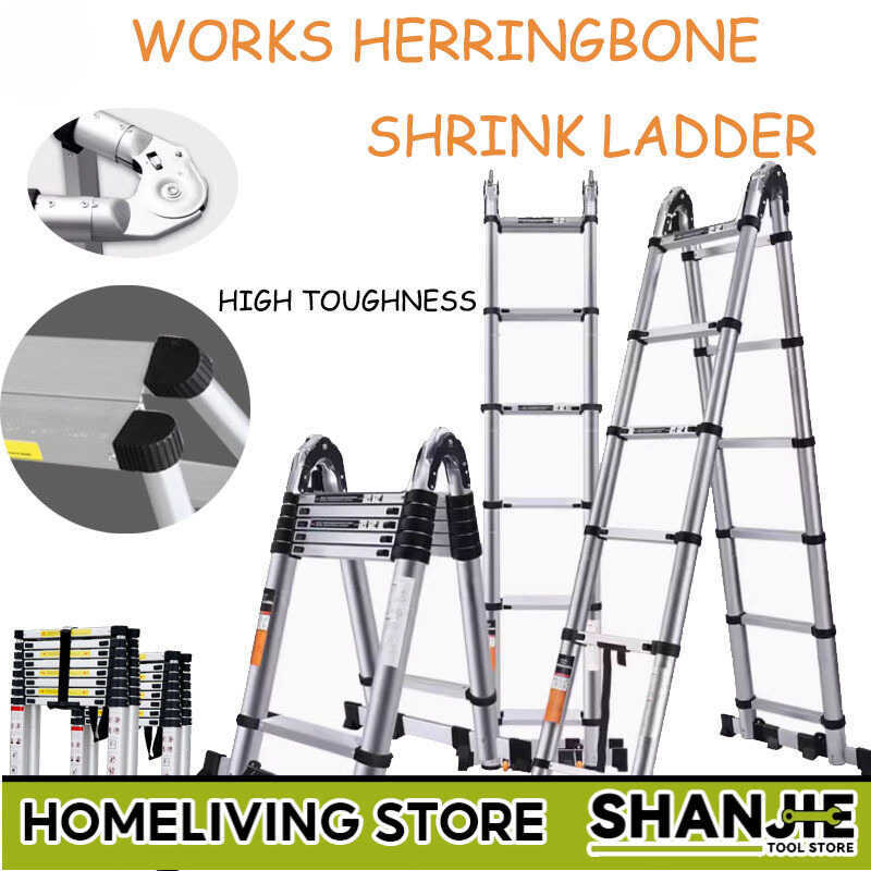 SHANJIE Foldable Ladder Telescopic Aluminum Alloy Folding Step Portable ...