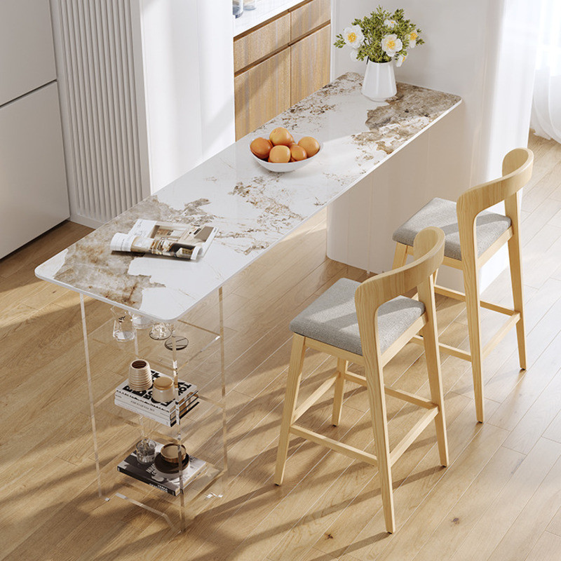 Acrylic Balcony Table Floating Bar Table Wall Facing Bar Counter Modern ...