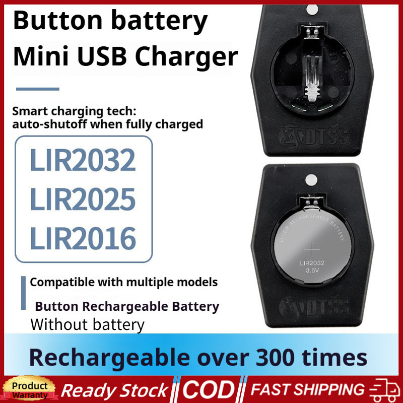 Universal Button Battery Charger Type C Rechargeable LIR2016 LIR2025 ...
