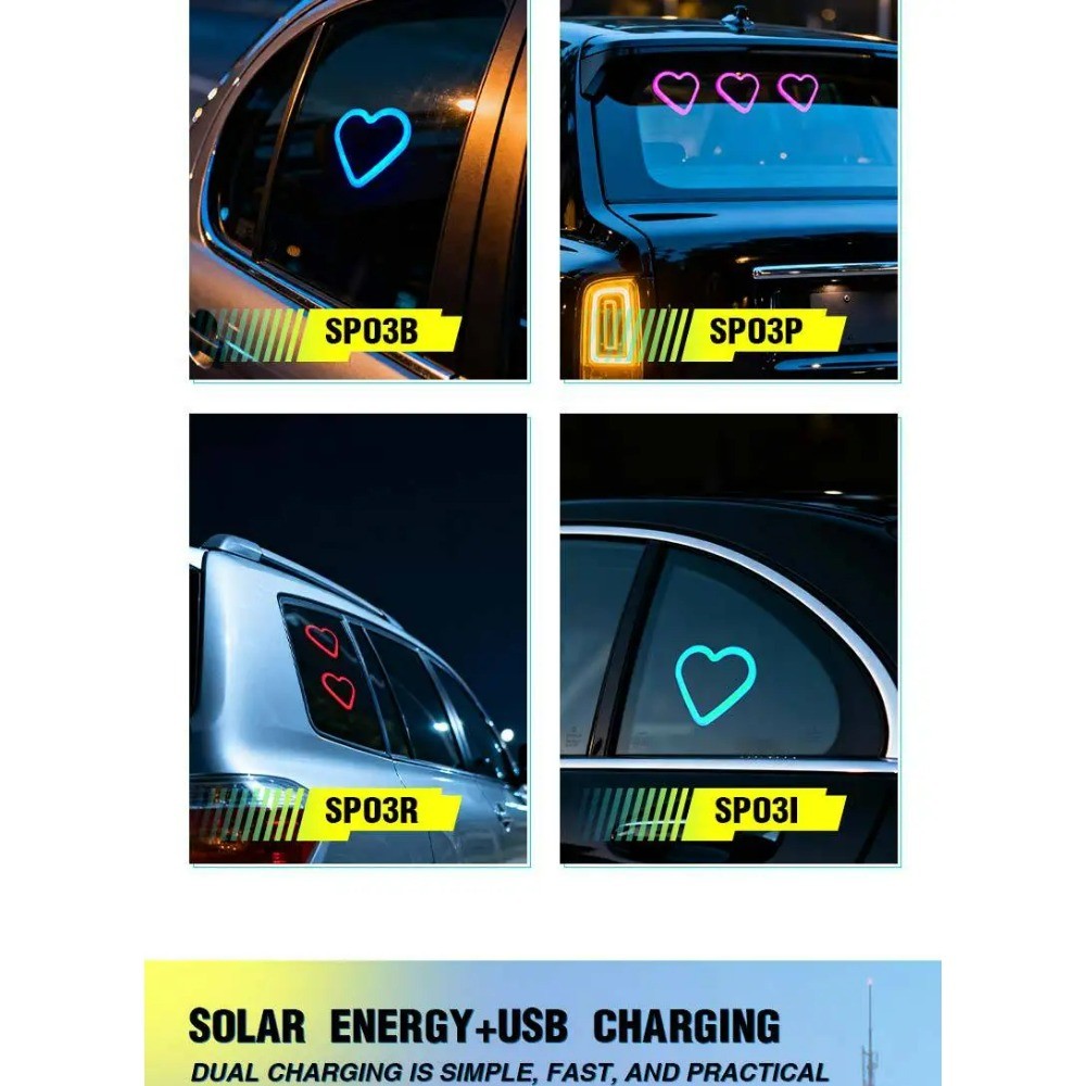 Heart Shaped Car Ambient Light Car Window Suction Cup Led Atmosphere ...