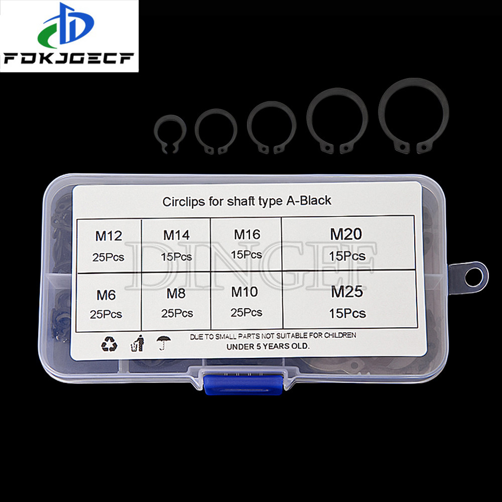 160PCS/box C Type External Circlip Clip Snap Ring Mix 8 Sizes M6 to M25 ...