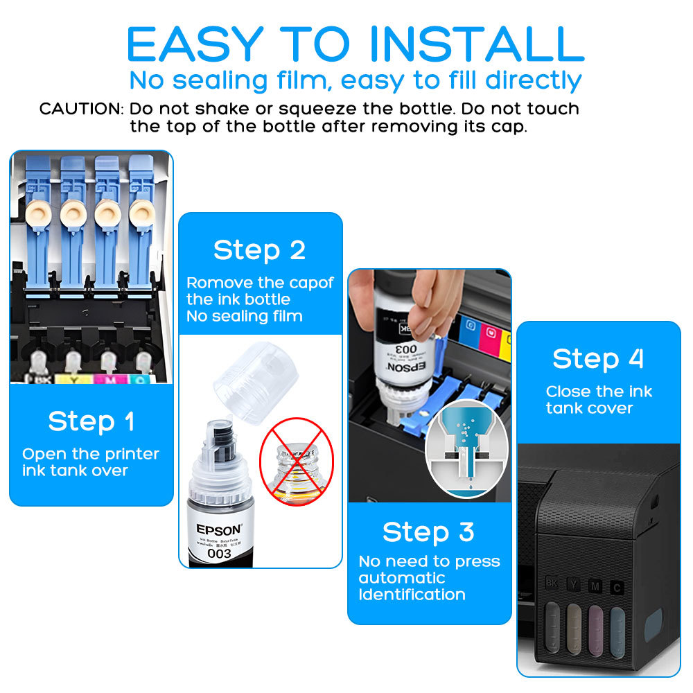 100% Original Epson 003 Ink Refill Ink 003 65ml Bote ng Epson Inks ...