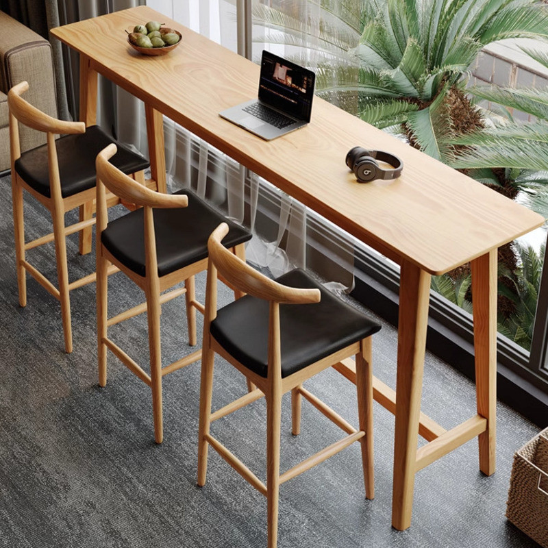 Nordic Bar Table Solid Wood Bar Table Simple Bar Counter High Legged ...