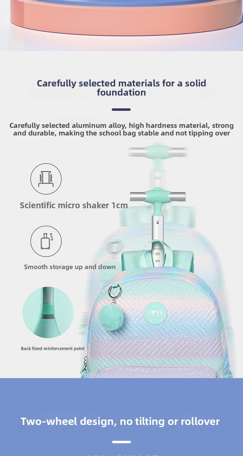 KINGDISEN 3in1 Set Trolley School Bag Furball Pencil Case Lunch Bag ...