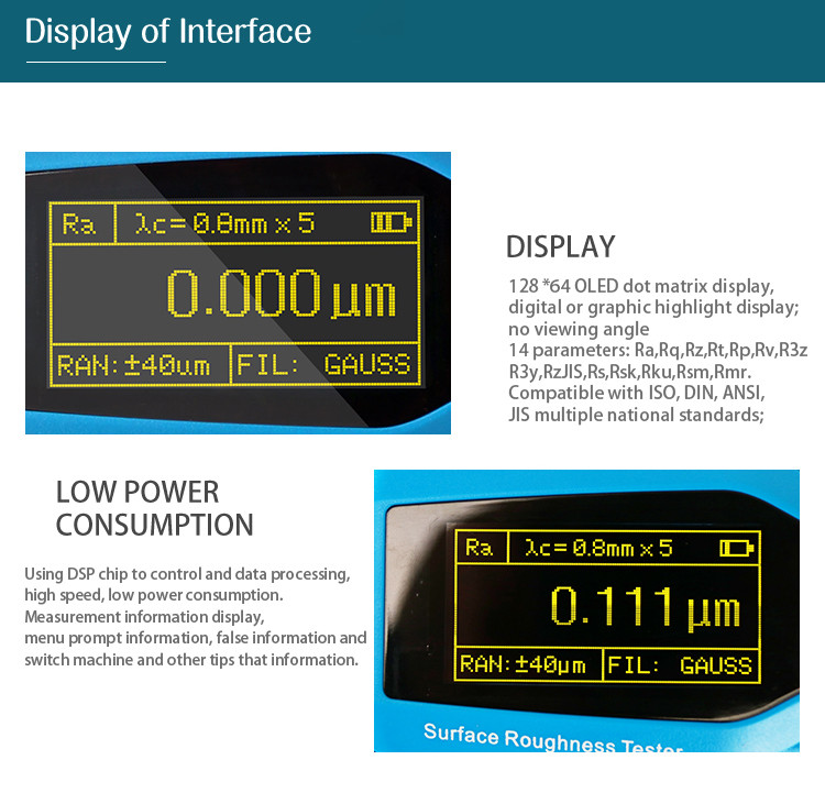 Surface Roughness Meter Handheld Surface Roughness Tester Meter with 22 ...
