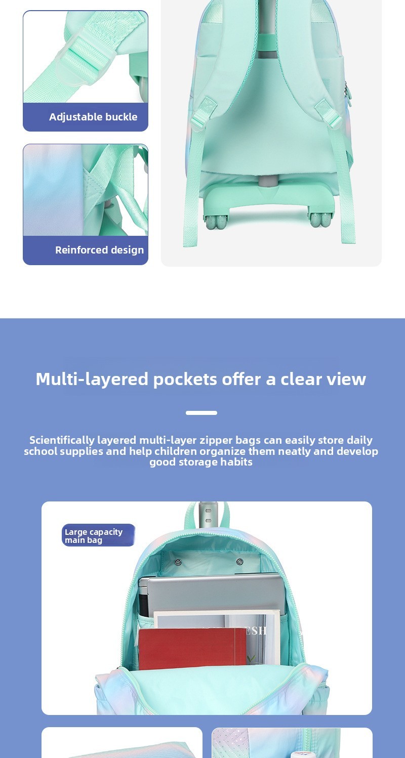 KINGDISEN 3in1 Set Trolley School Bag Furball Pencil Case Lunch Bag ...