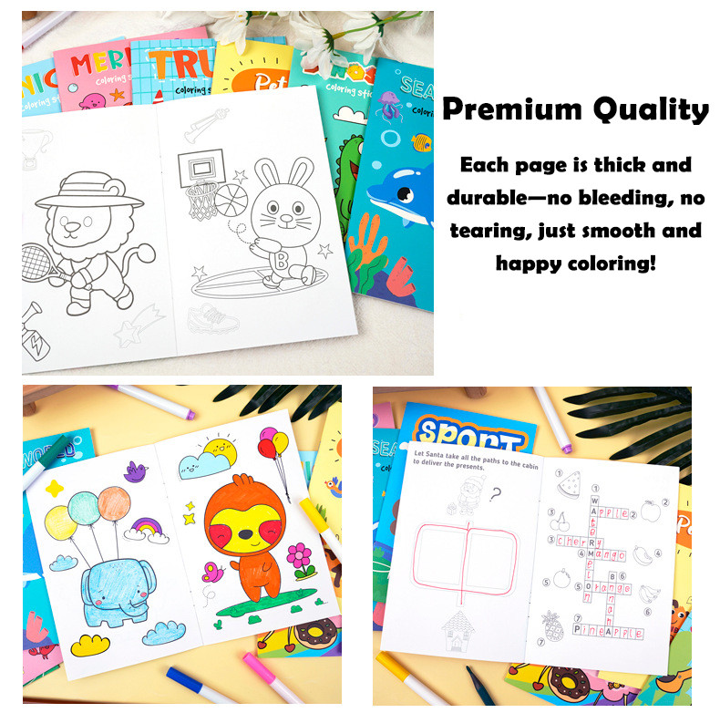 Coloring Sticker Book | Theme Color Booklet for Kids | Children Drawing ...