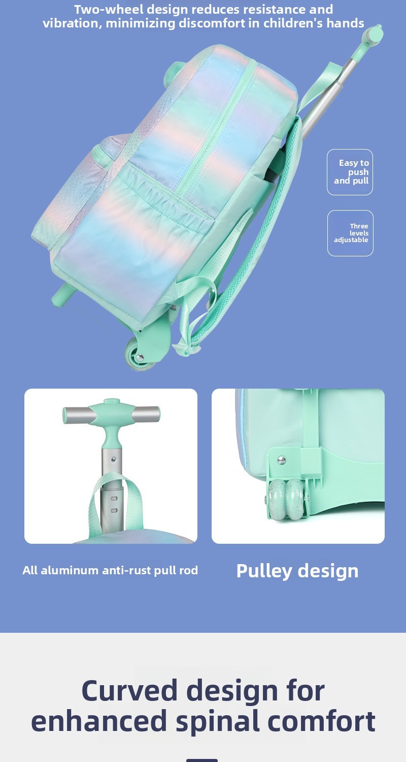 KINGDISEN 3in1 Set Trolley School Bag Furball Pencil Case Lunch Bag ...