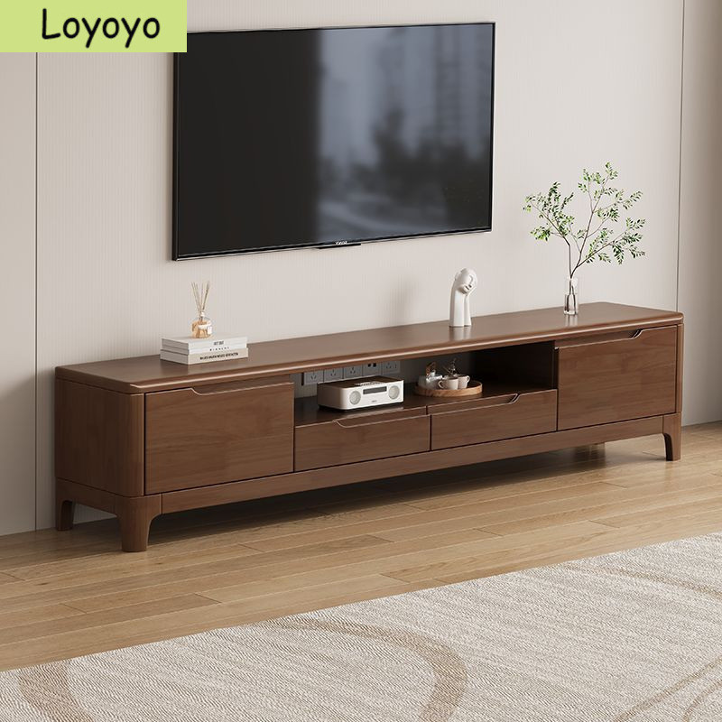 Complete TV cabinet made of solid wood in a new Chinese style, floor ...