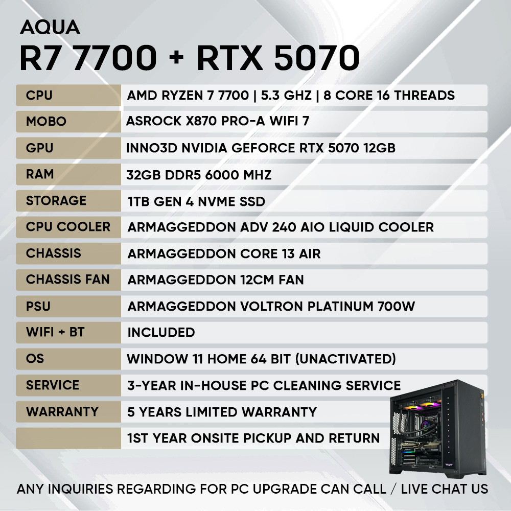 Armaggeddon Ryzen 7 9800X3D + RTX 5070 Custom PC Desktop 32GB RAM 1TB ...