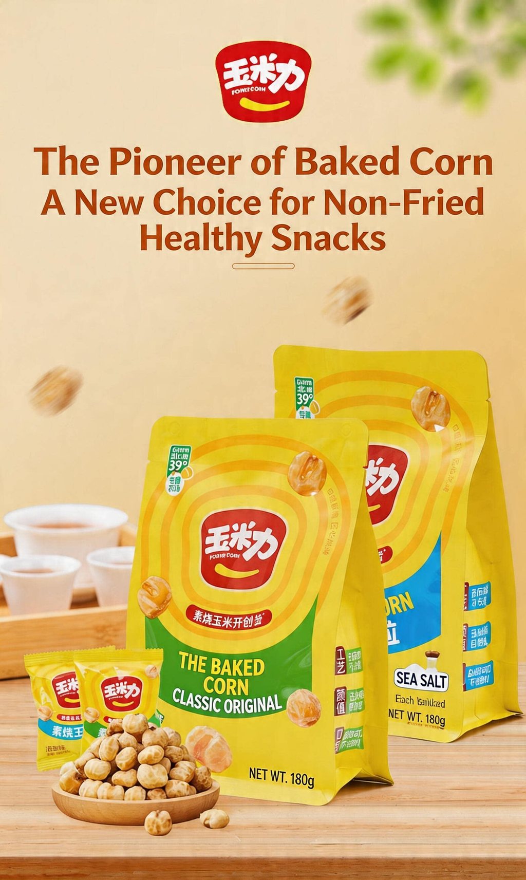 Original Sea Salt Crispy Corn Puffs Non-Fried Crunchy Popcorn Snack ...